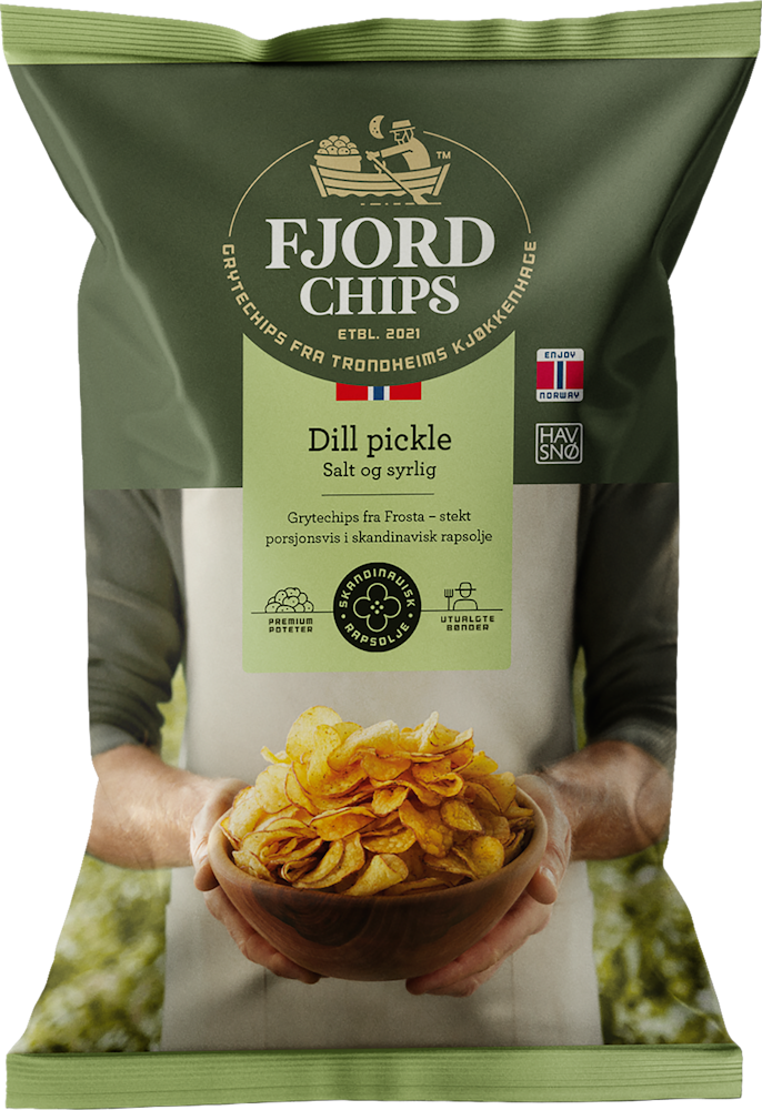 FjordChips Dill Pickle perunalastut tilli ja suolakurkku 150g — HoReCa ...