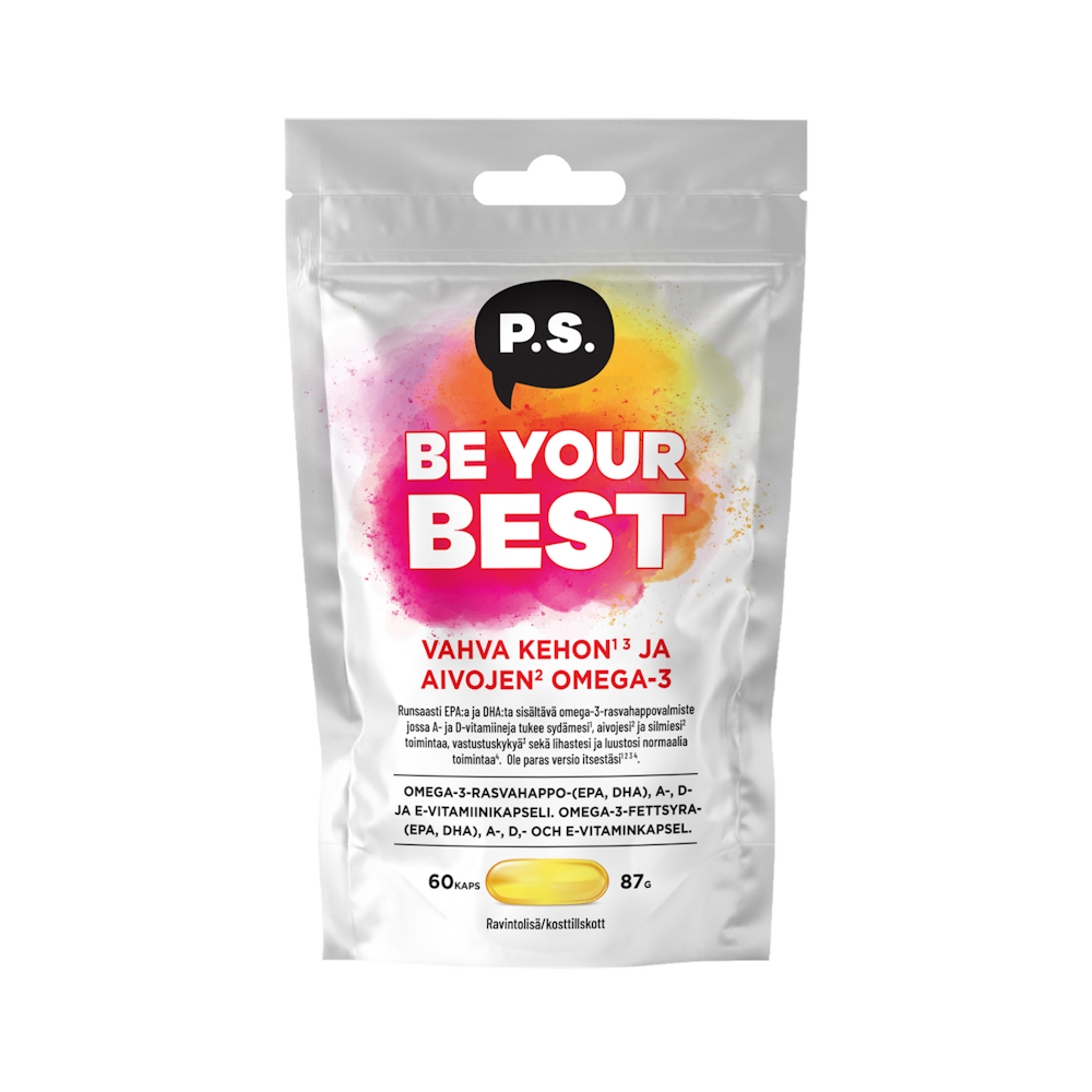 P.S. BE YOUR BEST Omega-3-rasvahappo (EPA, DHA), A-, D-, ja E-vitamiini ...