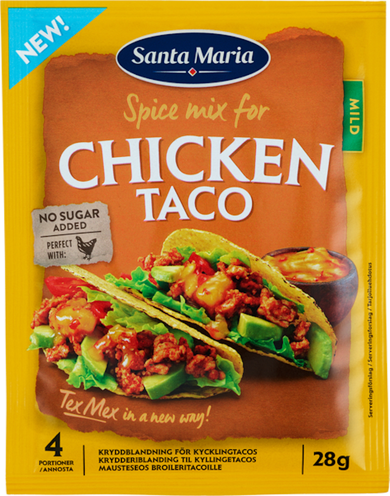Santa Maria Chicken Taco Spice Mix mausteseos kanalle 28g — HoReCa ...