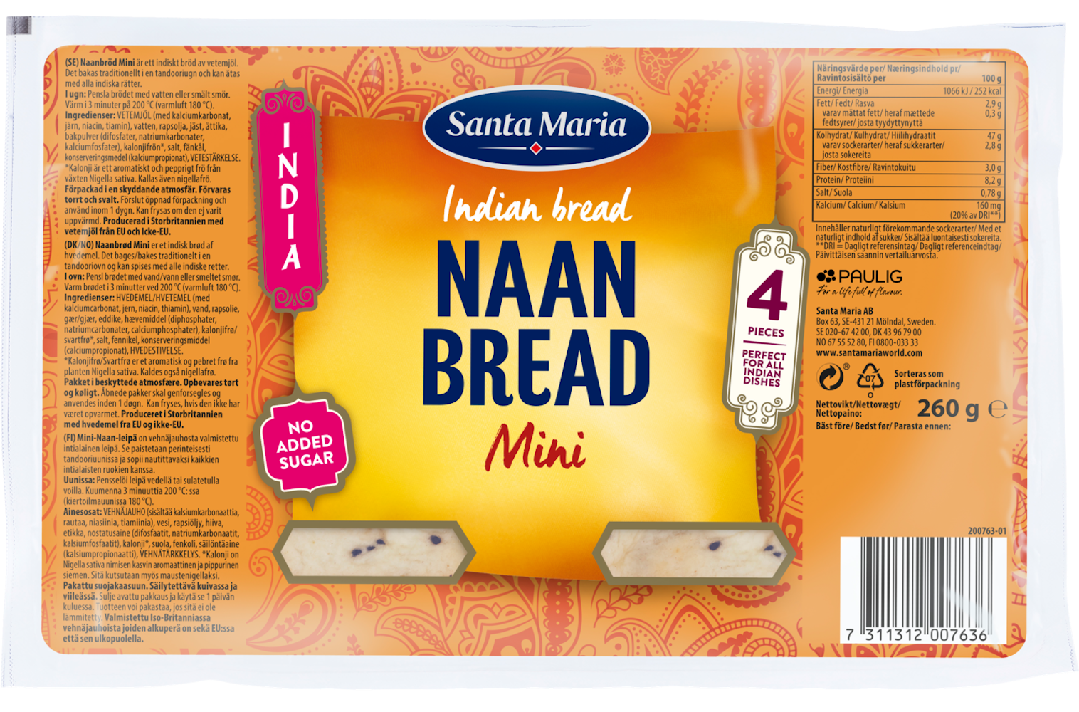 SM Indian Naan Bread 4kpl 260g Mini — HoReCa-tukku Kespro