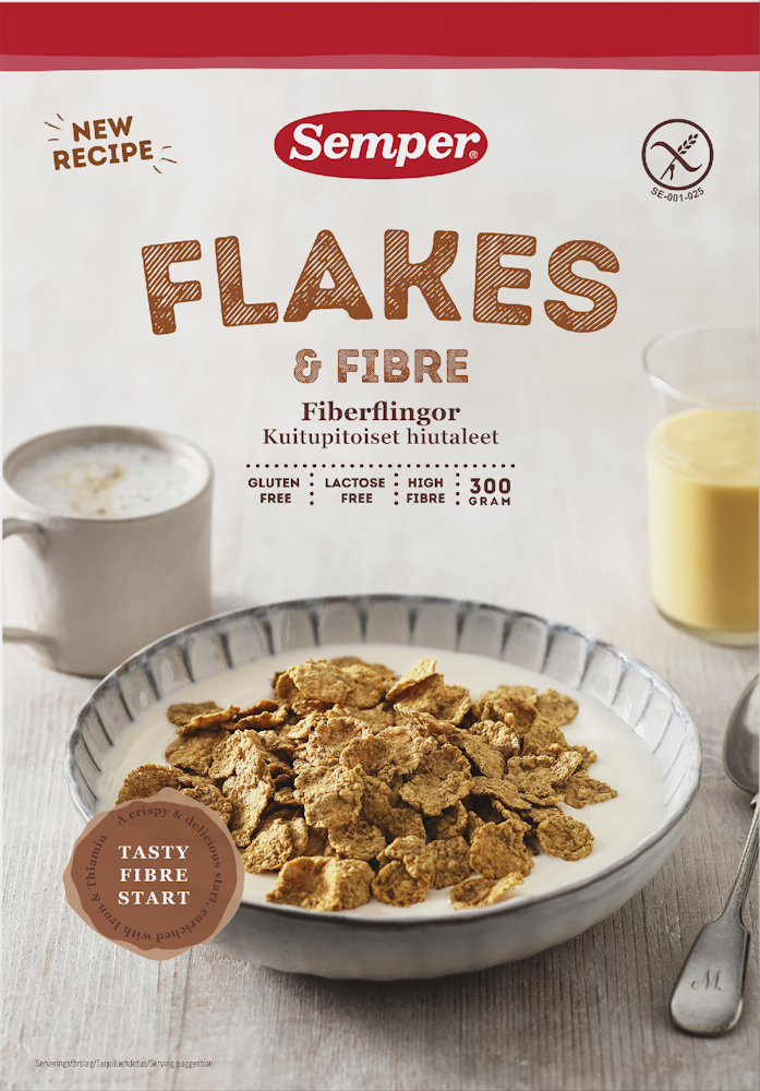 Semper Flakes & Fibre 300g gluteeniton kuitupitoiset hiutaleet — HoReCa-tukku Kespro