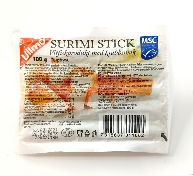 Ullmo surimi sticks 100g pakaste | K-Ruoka Verkkokauppa