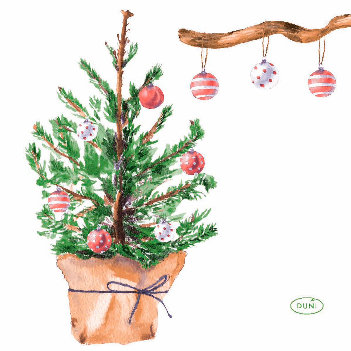 DUNI lautasliina Tree and Baubles 24x24cm 3-krs 20kpl | K-Ruoka ...