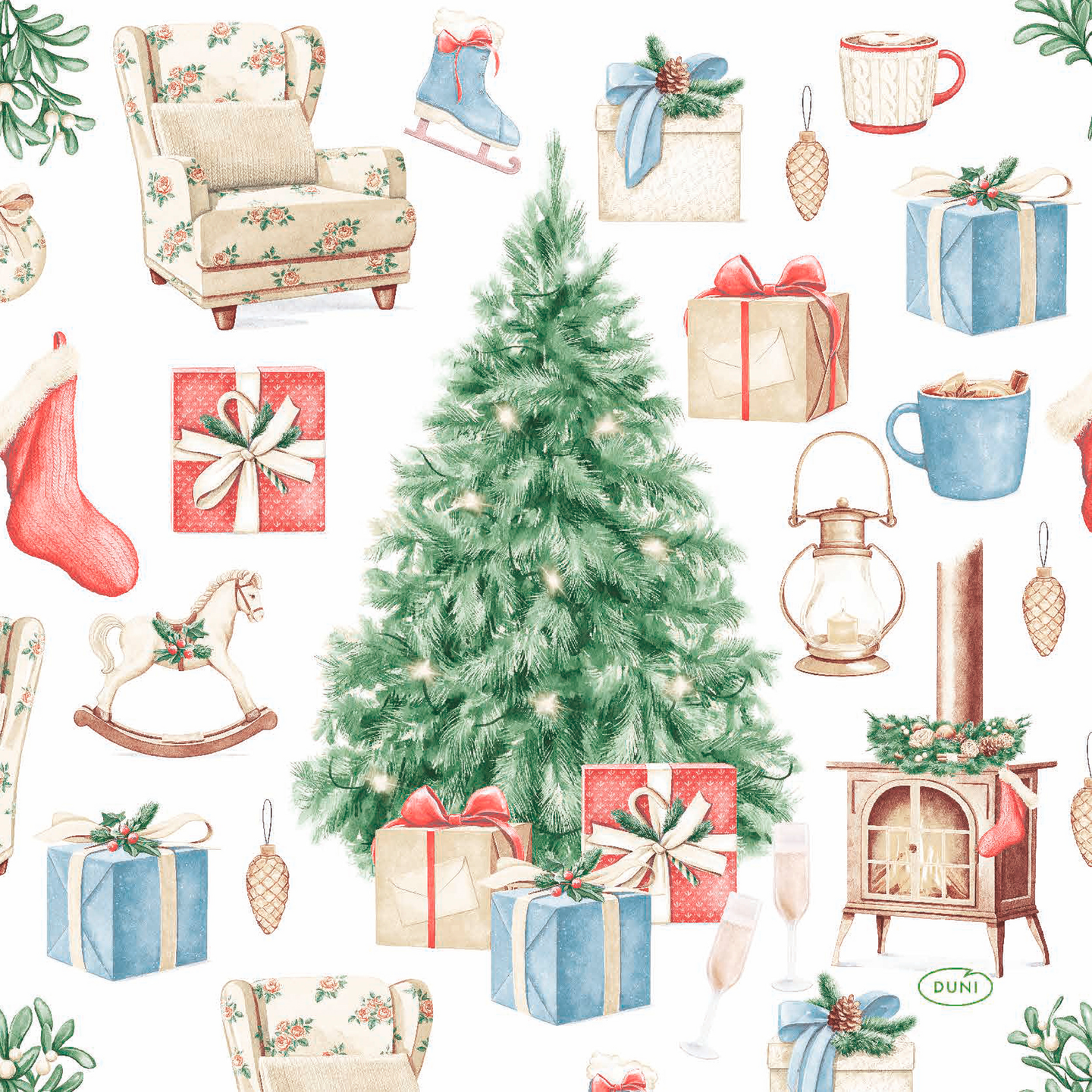 DUNI lautasliina Tree & Gifts 33x33cm 3-krs 20kpl | K-Ruoka Verkkokauppa