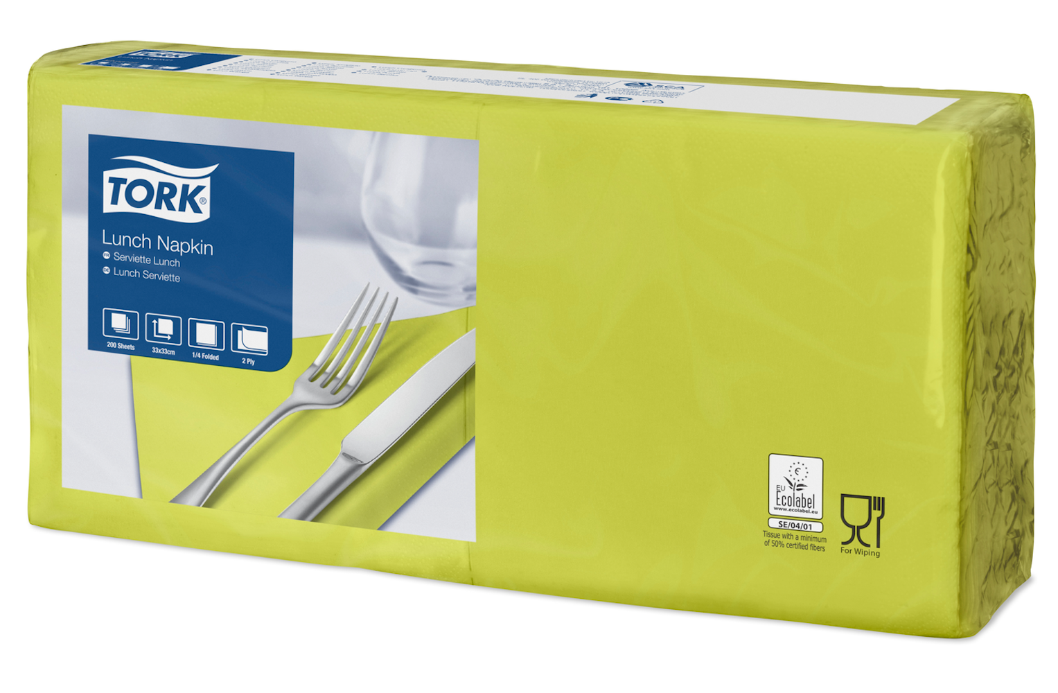 Tork Lunch-lautasliina lime 200 kpl/33cm 2krs 1/4 taitto — HoReCa-tukku ...