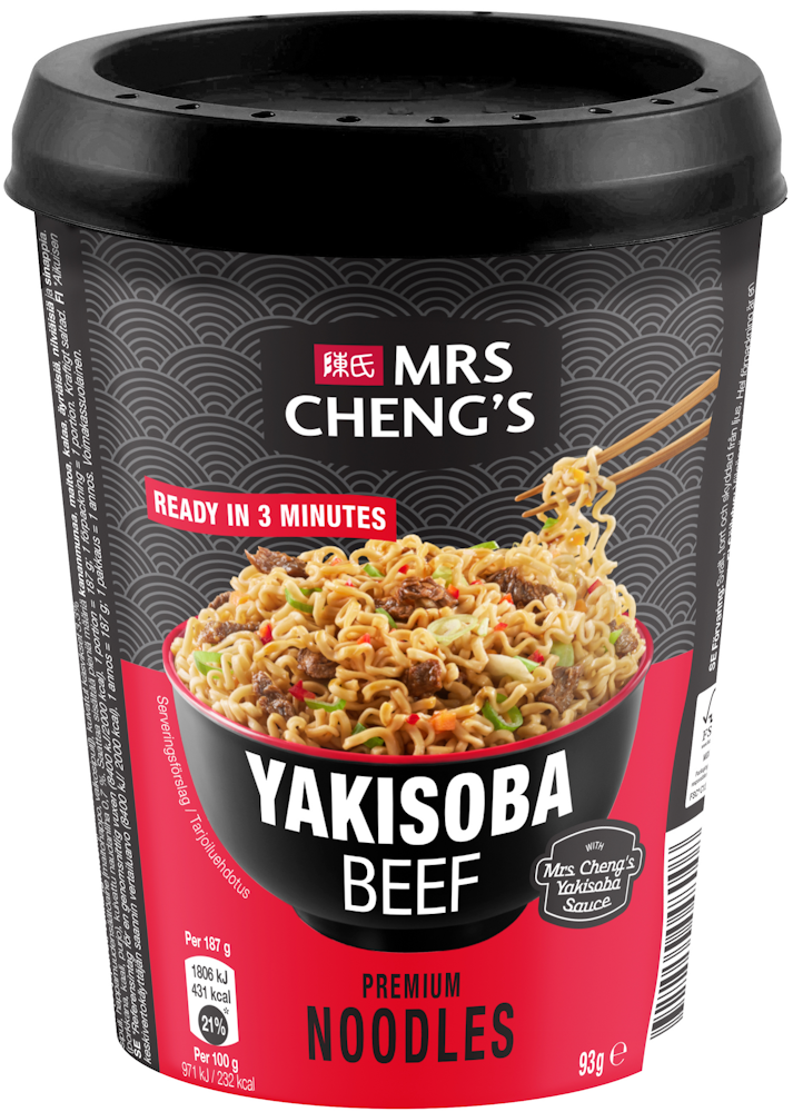 Mrs Cheng's Yakisoba Kuppinuudeli nauta 93g — HoReCa-tukku Kespro