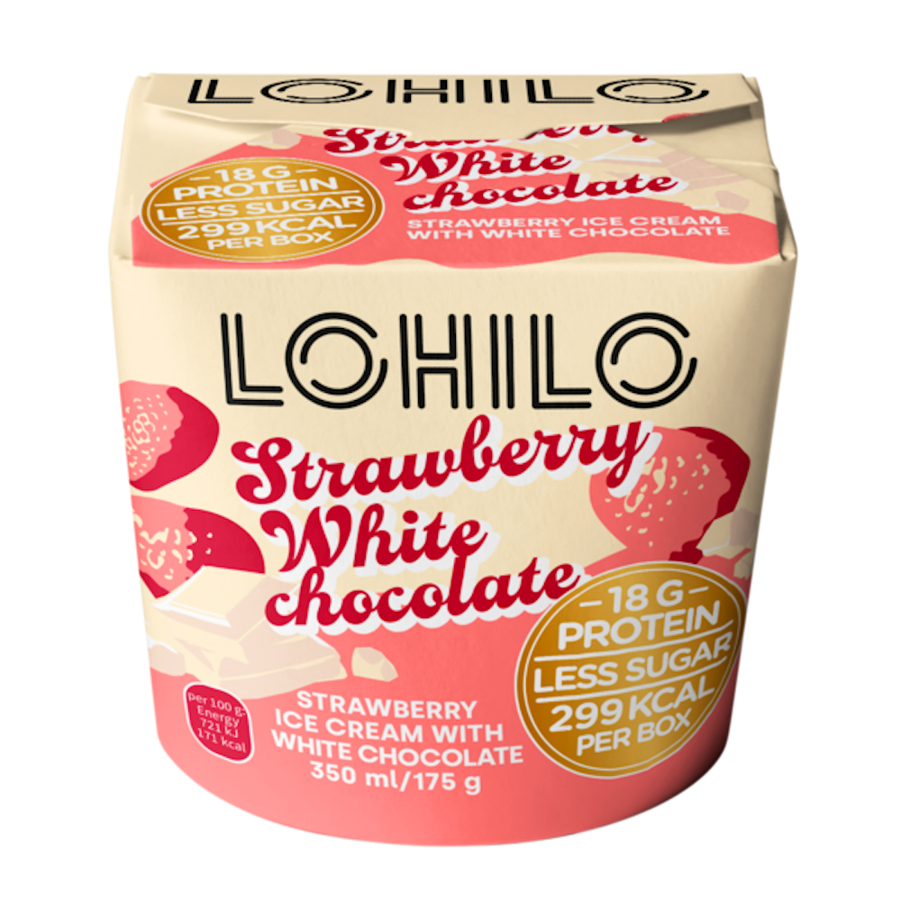 Lohilo proteiinijäätelö 350ml strawberry white — HoReCa-tukku Kespro