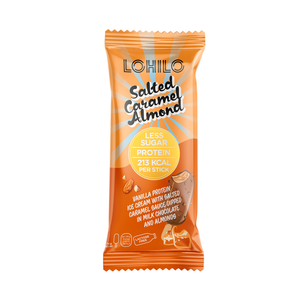 LOHILO Salted Caramel Almond proteiinijäätelö 90ml — HoReCa-tukku Kespro