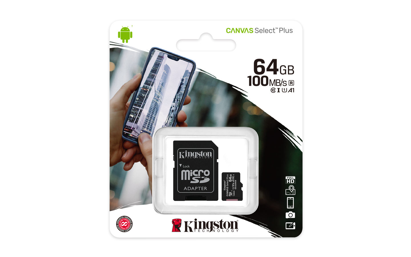 Kingston Canvas Select Plus 64 Gt microSD-muistikortti - Puhelin- ja ...