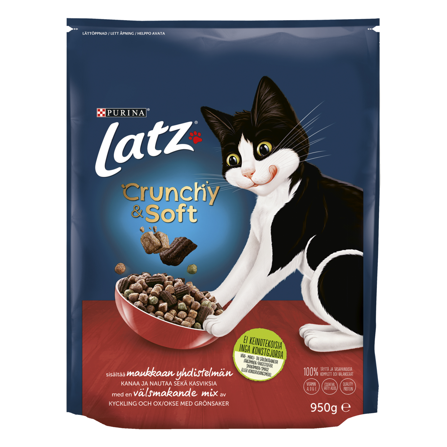 Purina LATZ Crunchy & Soft 950g Nautaa, Kanaa ja Kasviksia | K-Ruoka ...