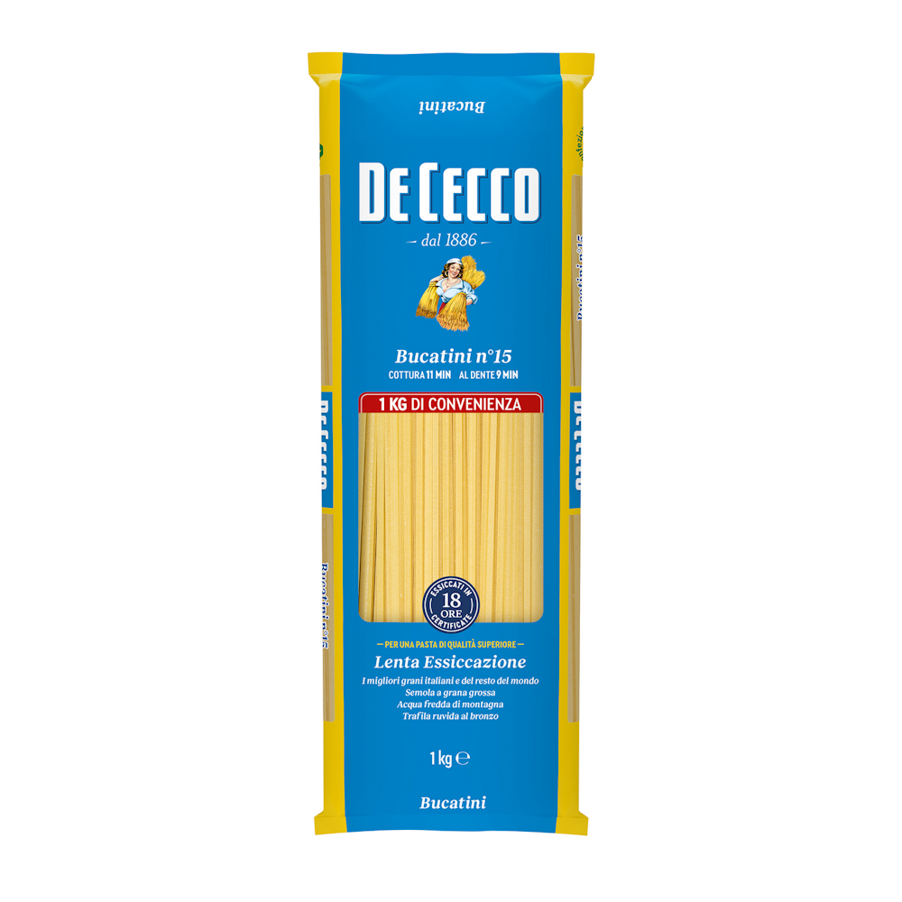 De Cecco Bucatini pitkä pasta 1kg — HoReCa-tukku Kespro
