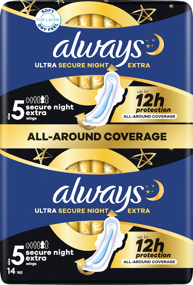 Always yöside 14kpl Ultra Secure Night Extra 5 wings — HoReCa-tukku Kespro