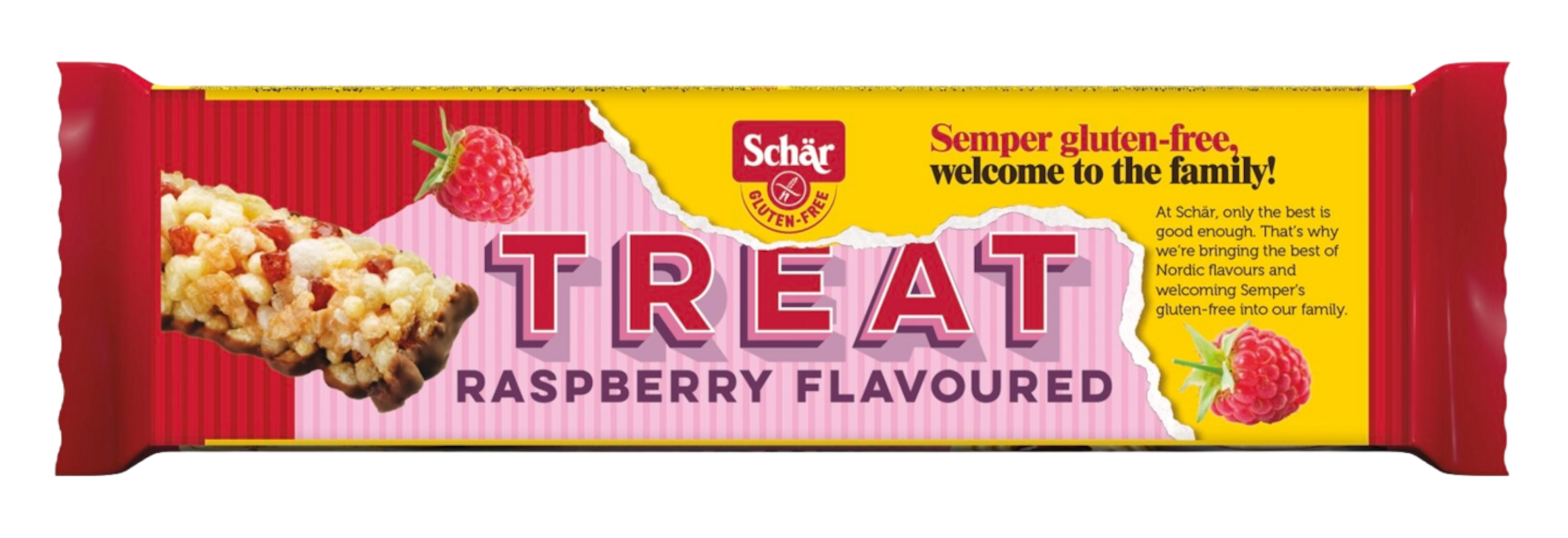 Schär Treat suklaa, vadelma ja omena viljapatukka 22g gluteeniton ...