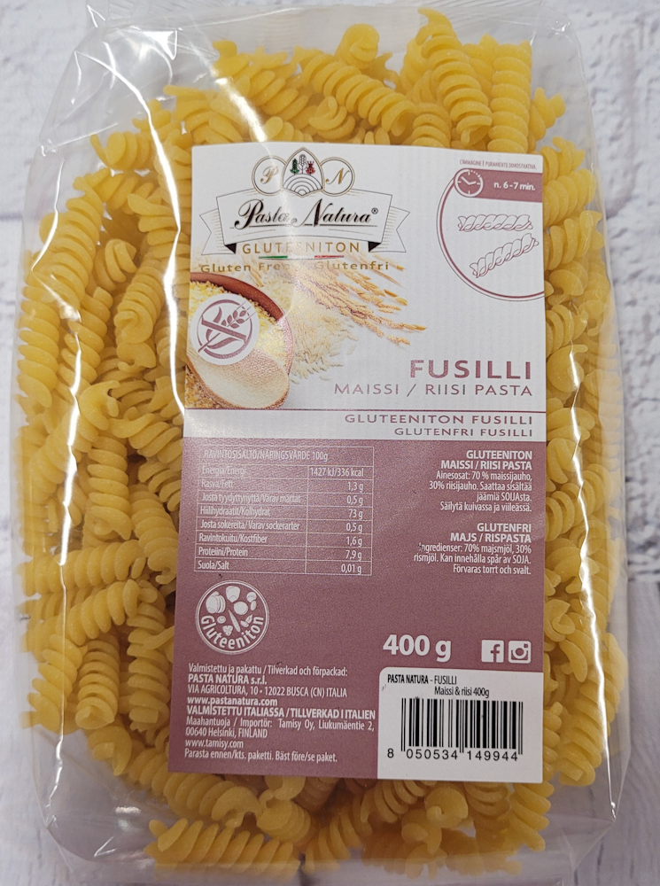 Pasta Natura Fusilli maissi / riisi pasta 400g gluteeniton — HoReCa ...