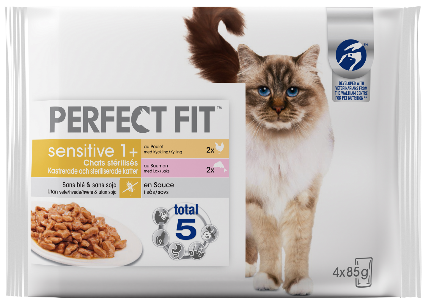 Perfect Fit sensitive sterile 4x85g sis. Kanaa ja Lohta kastikkeessa ...