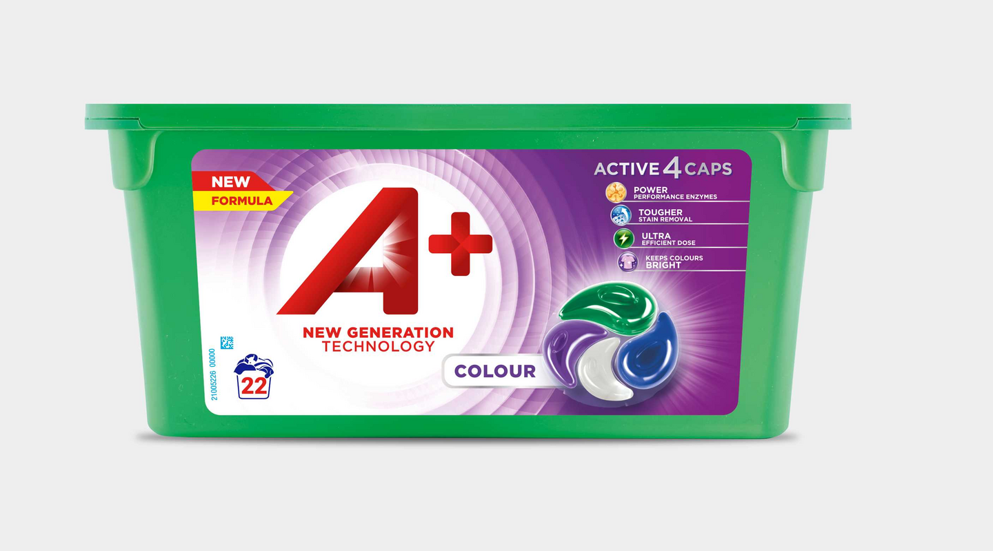 A+ Active4 Caps Color pyykinpesukapselit 22kpl | K-Ruoka Verkkokauppa