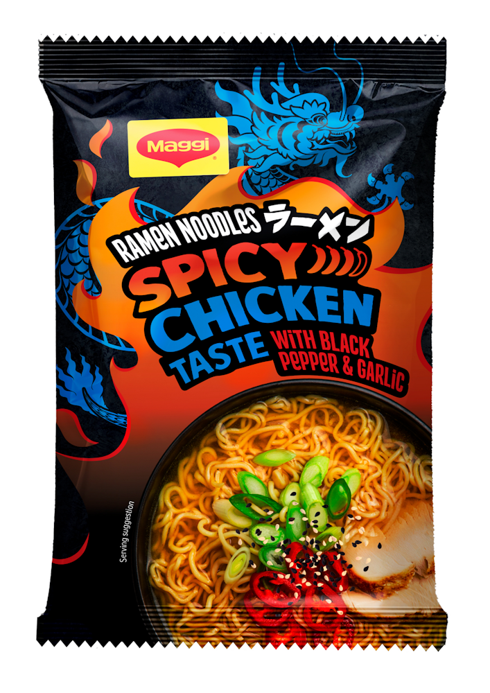 Maggi Ramen Noodles Spicy Chicken Taste kananmakuinen pikanuudeli 62g ...