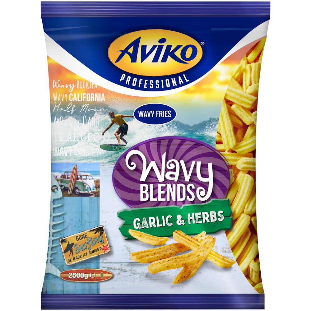Aviko Wavy Blends Garlic Herbs 2,5kg pakaste — HoReCa-tukku Kespro