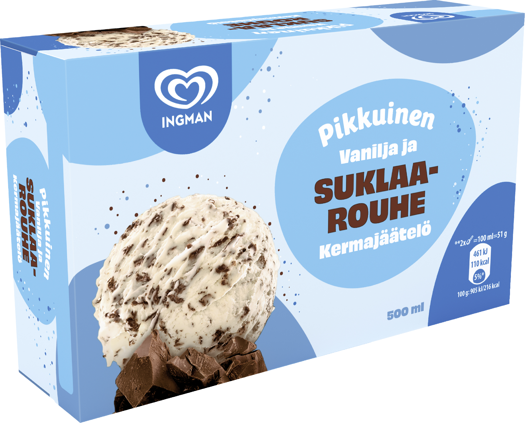 Ingman Pikkuinen jäätelöjälkiruoka vanilla crushed chocolate 500 ml/254 ...