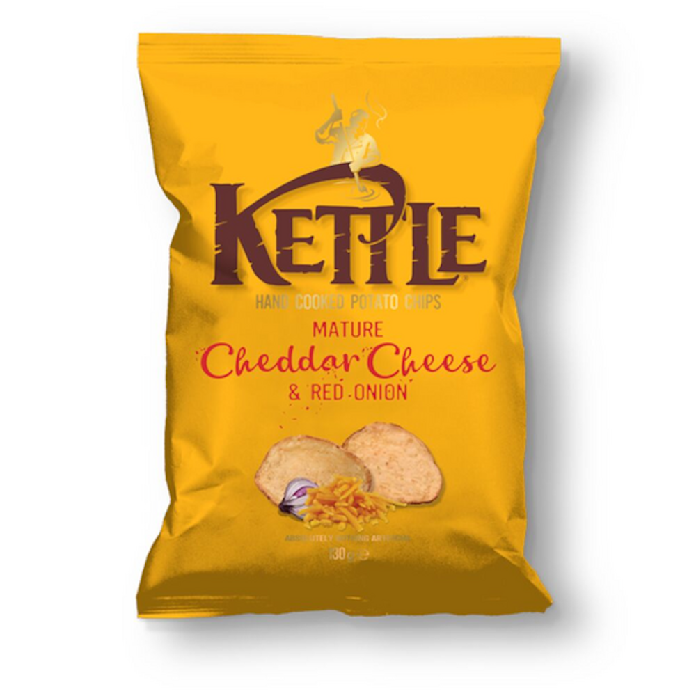 Kettle Chips 130g Mature Cheddar-Red Onion — HoReCa-tukku Kespro