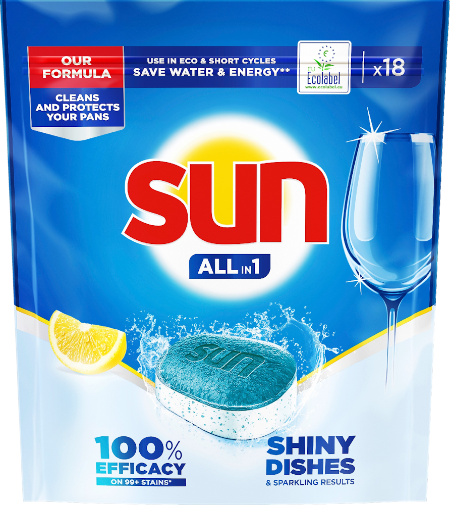 Sun Lemon Konetiskitabletti All-in-1 18 kpl — HoReCa-tukku Kespro