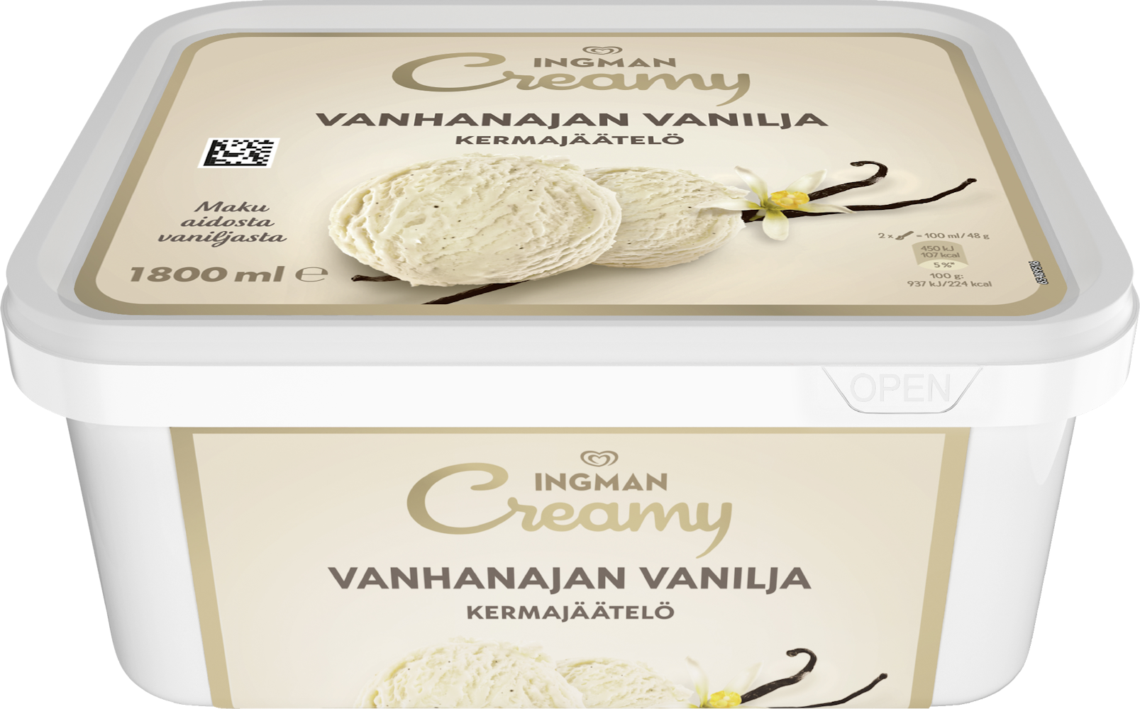 Ingman Creamy Vanhanajan Vanilja Jäätelö 1800ml/900g - HoReCa-tukku Kespro