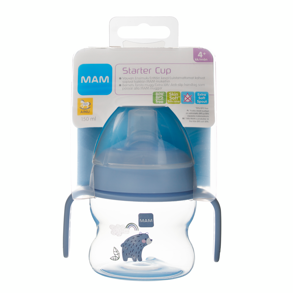 Ainu MAM Starter Cup ensimuki 150ml pehmeällä juomanokalla ja kahvoilla ...